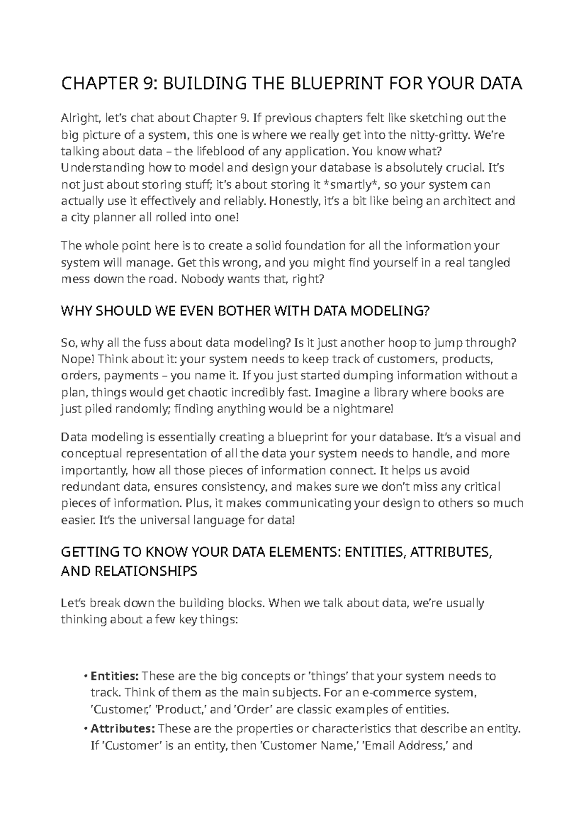 SYSTEM ANALYSIS CHAPTER 9: DATA MODELING BLUEPRINTS - Studocu