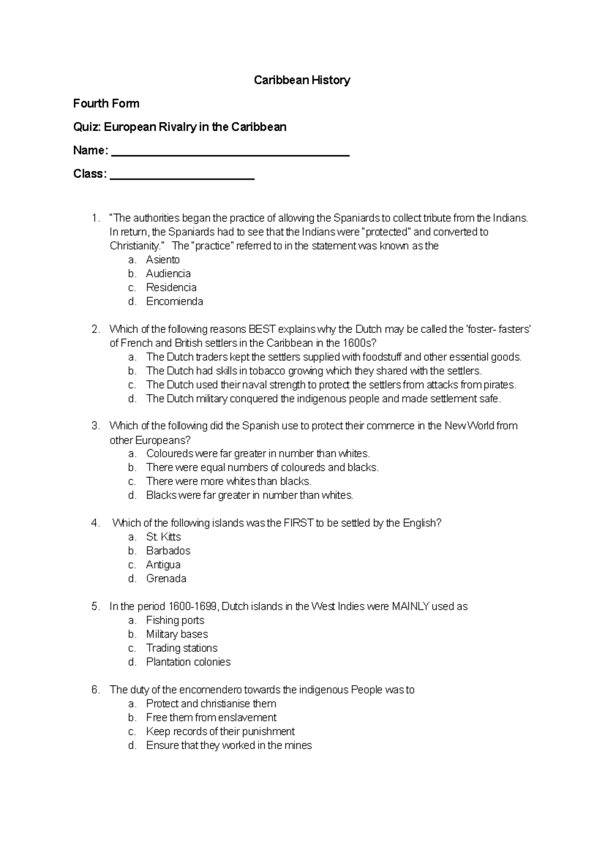 CSEC Caribbean History P2 2023 - Studocu