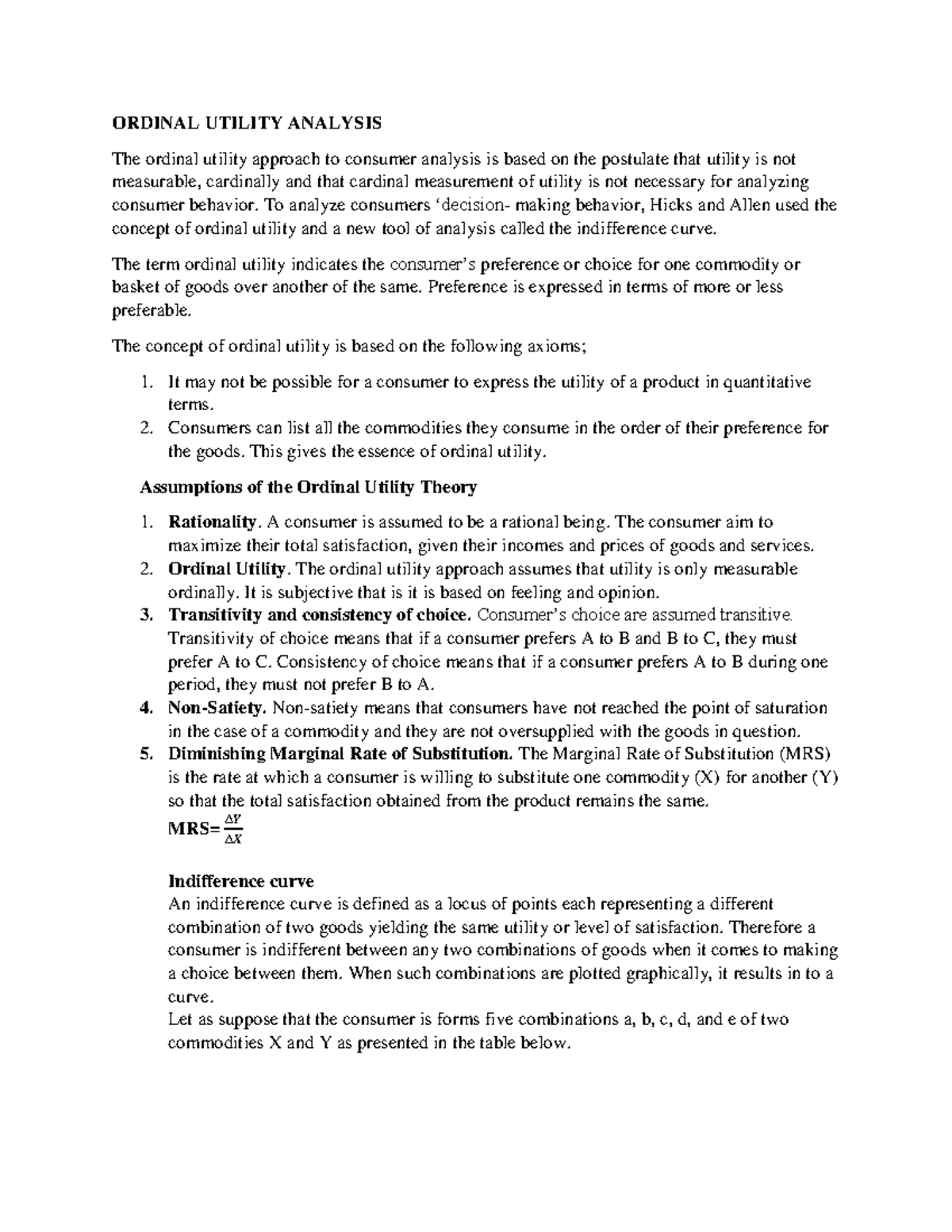 Ordinal Utility Analysis: A Comprehensive Study of Consumer Preferences ...