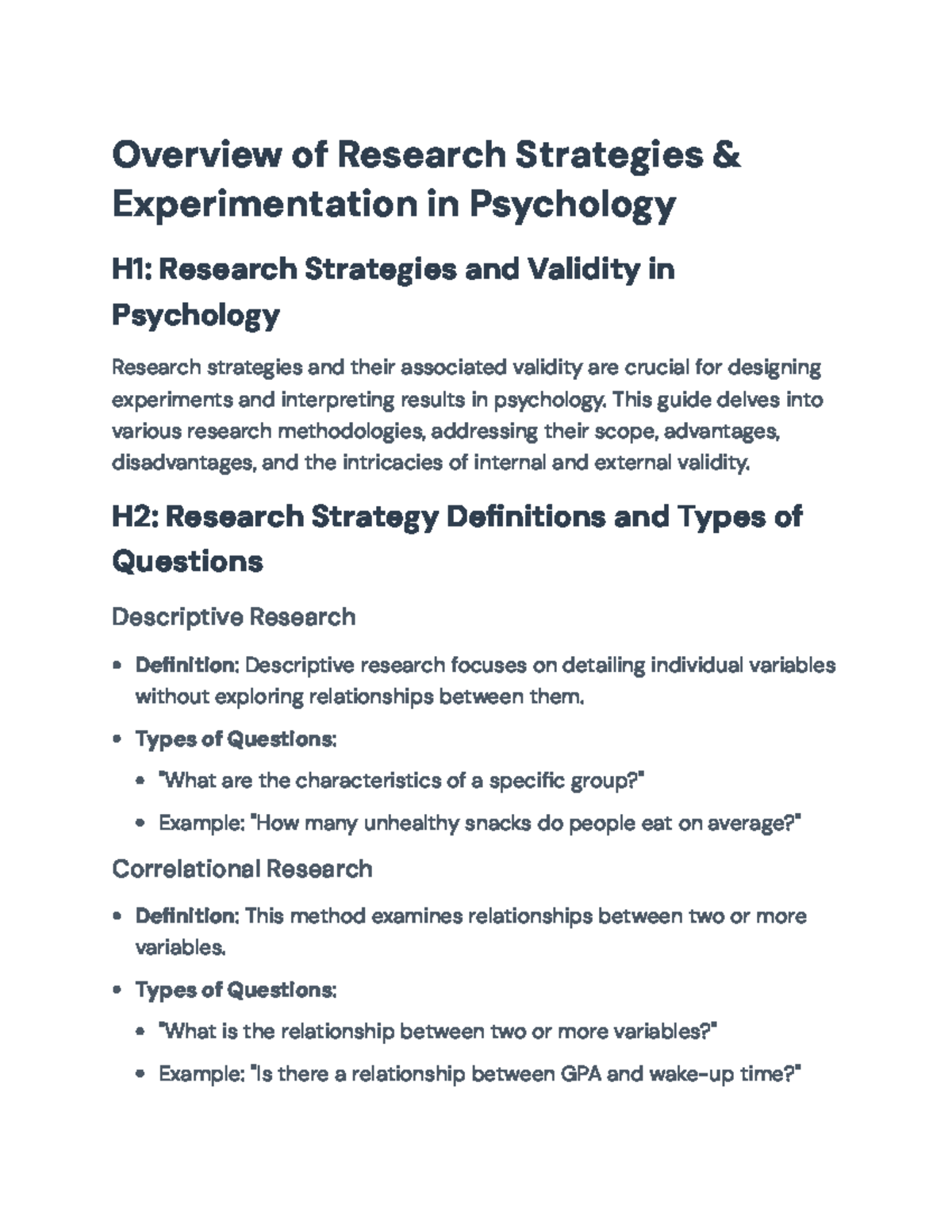Research Strategies and Validity in Psychology (PSY 101) - Overview of ...