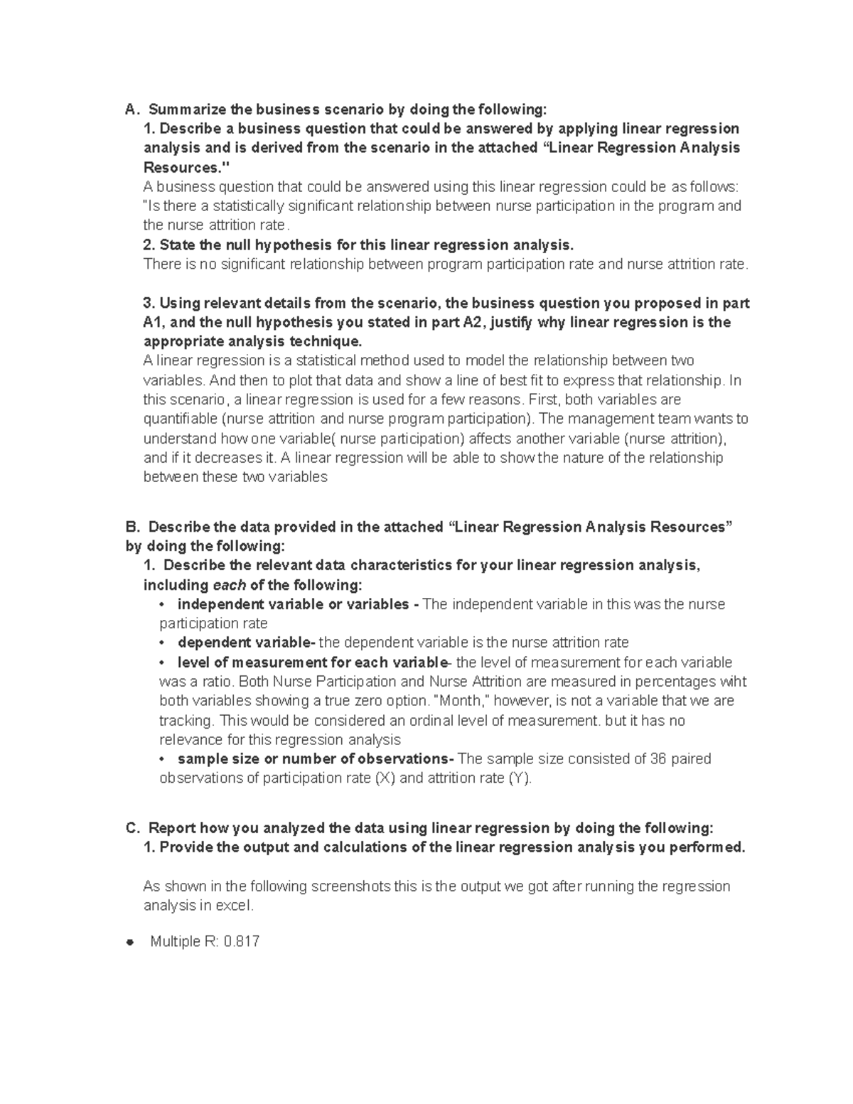 C2017 Regression Analysis: Nurse Participation & Attrition Study - Studocu