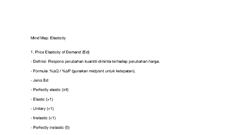 Elasticity Mind Map: Price & Cross Elasticity Overview - Studocu