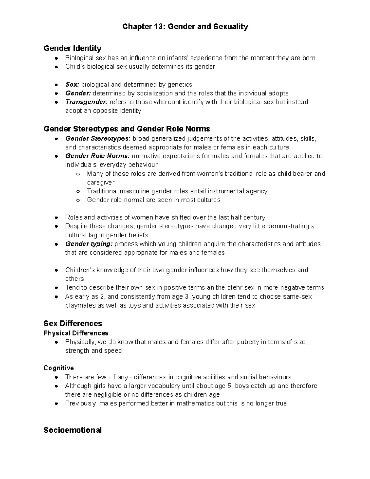 Chapter 13 Gender and Sexuality - Chapter 13: Gender and Sexuality ...