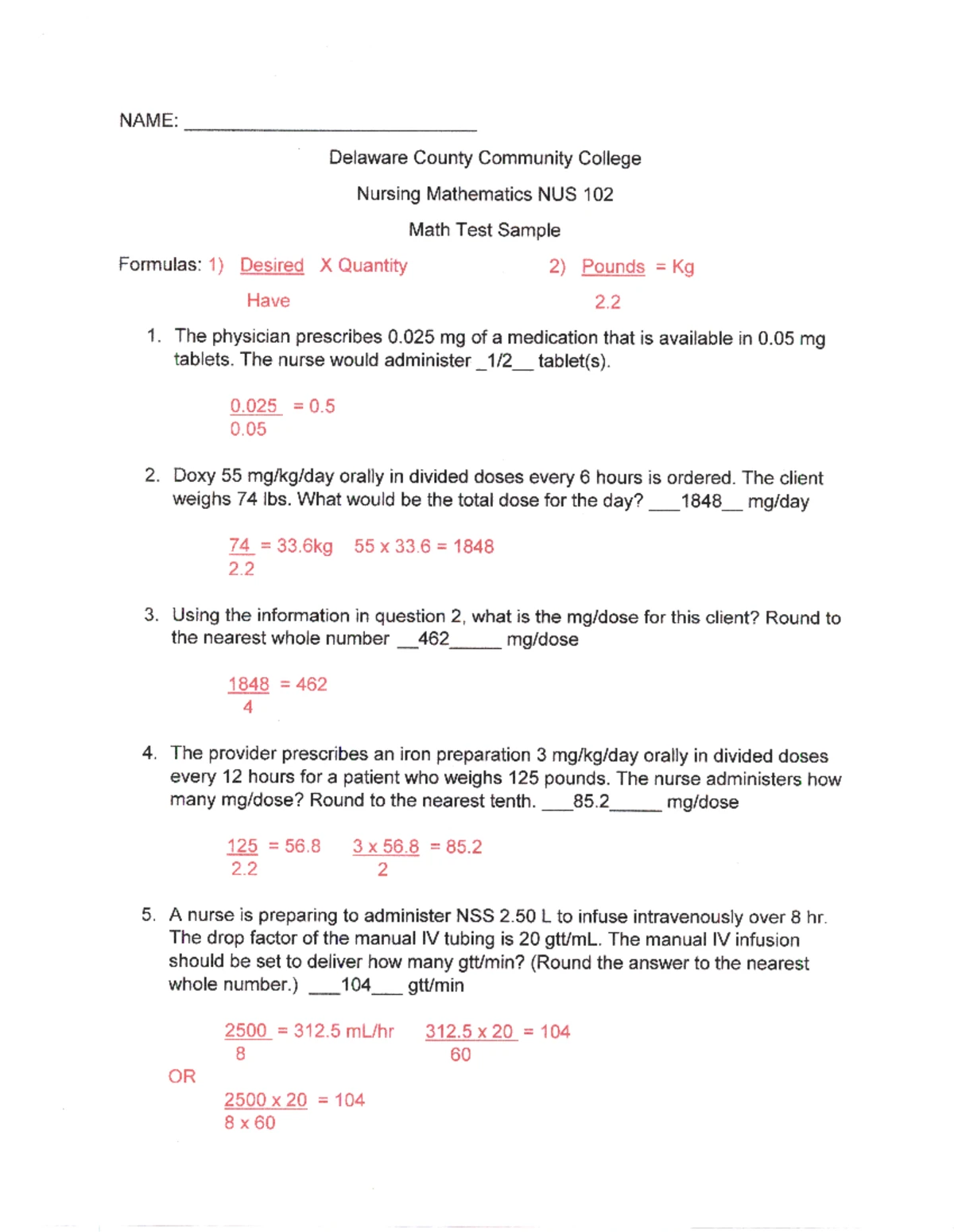 Nursing Practice Problems and Solutions: Med Math Topics - Studocu