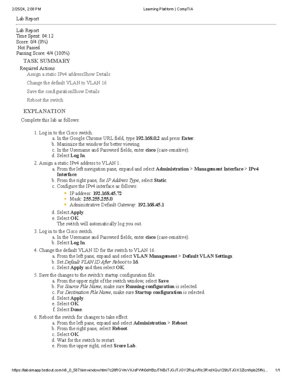 7.2.4 Lab Report: Configuring Switch IP and VLAN Settings - Studocu