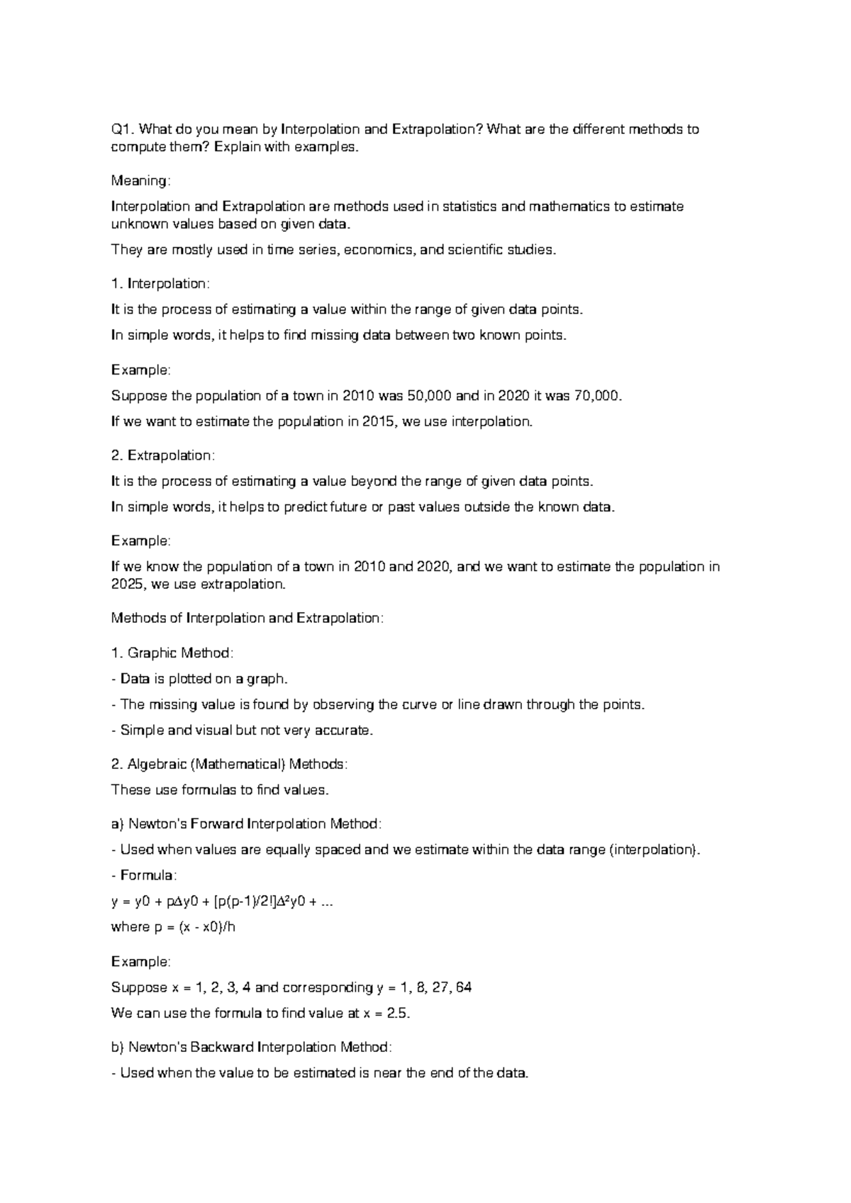 Interpolation, Extrapolation & Chi-Square Test Overview - Studocu