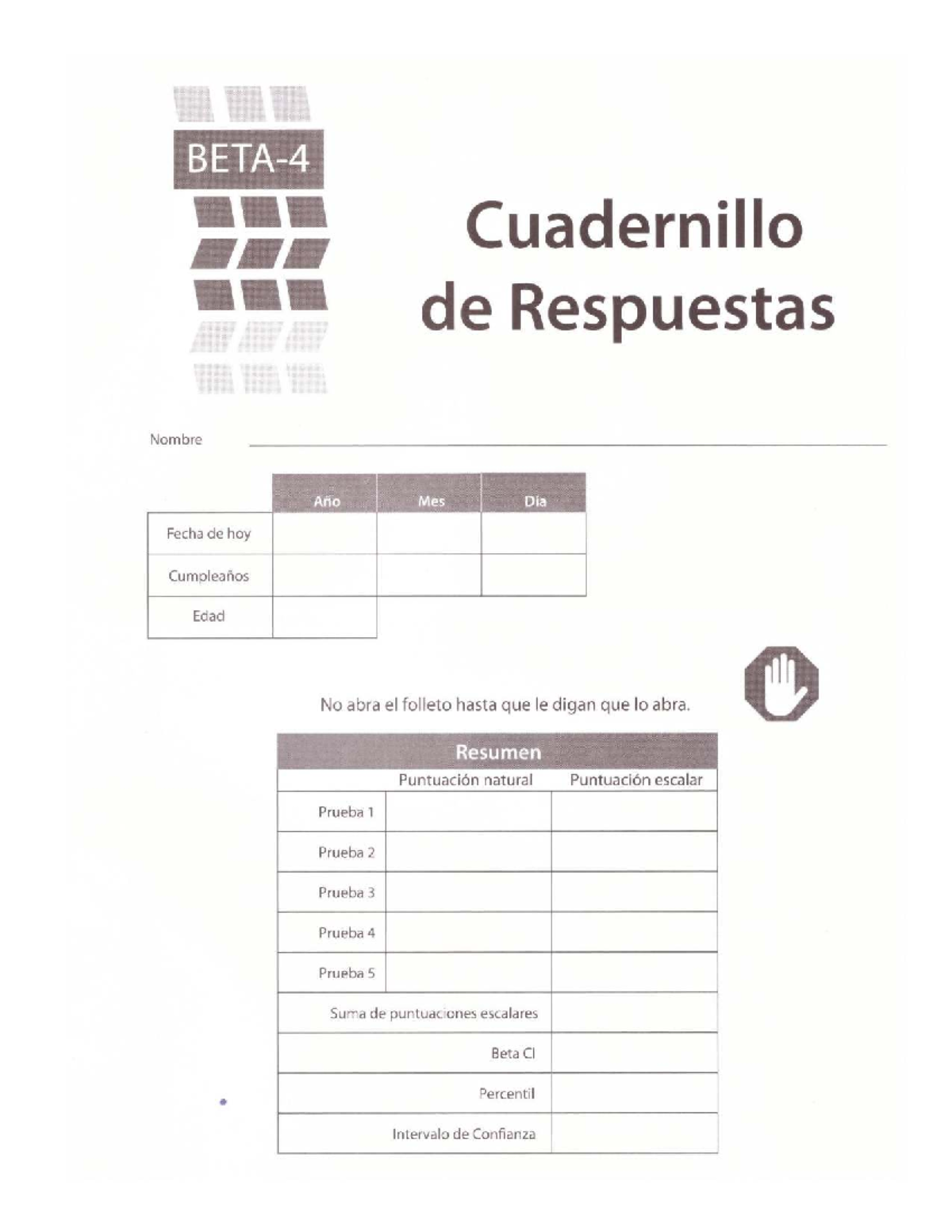 Cuadernillo de Respuestas Beta IV - Pruebas y Ejercicios - Studocu