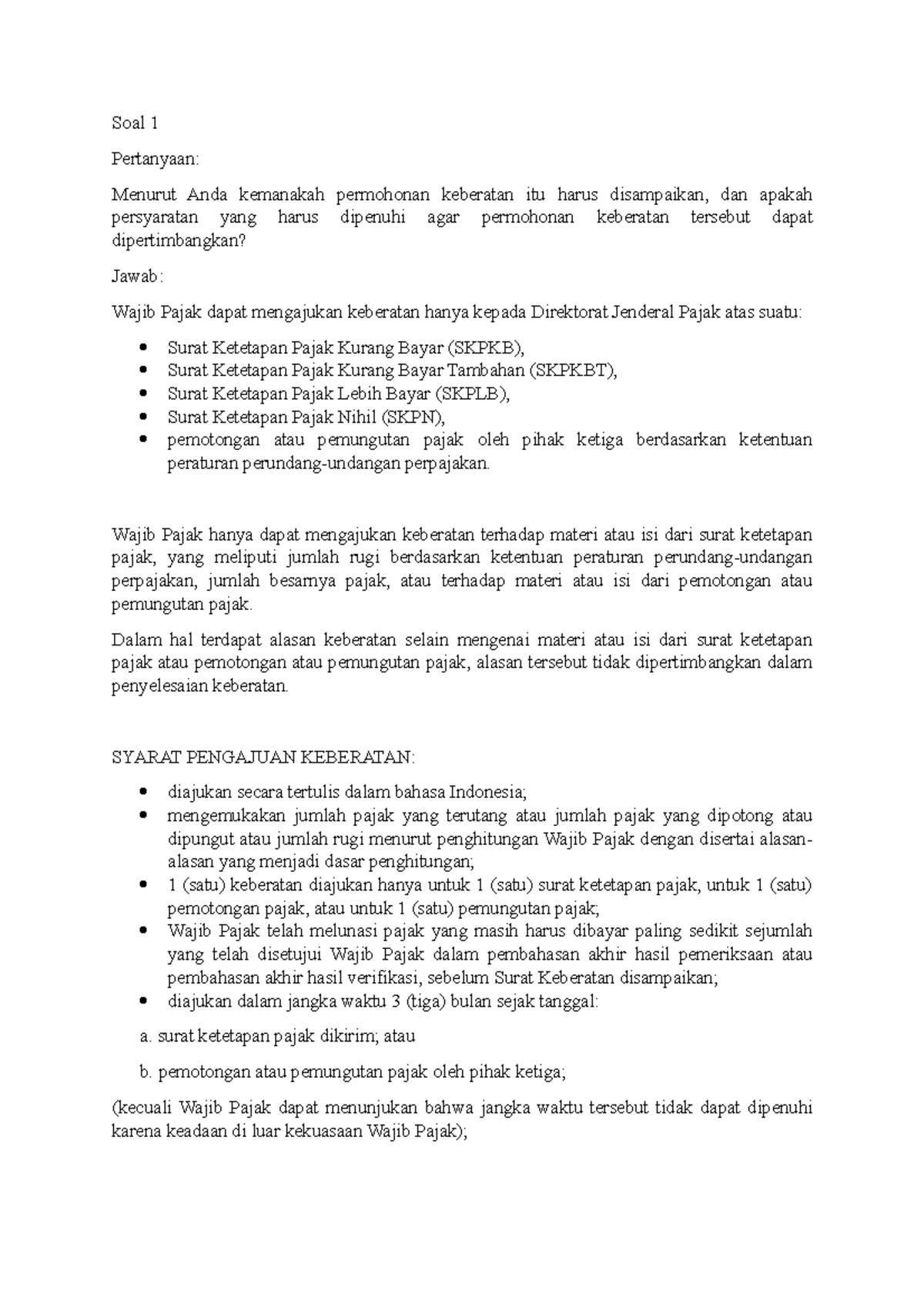 Tugas 3 Hukum Pajak: Pengajuan Keberatan dan Banding (SES 7) - Studocu