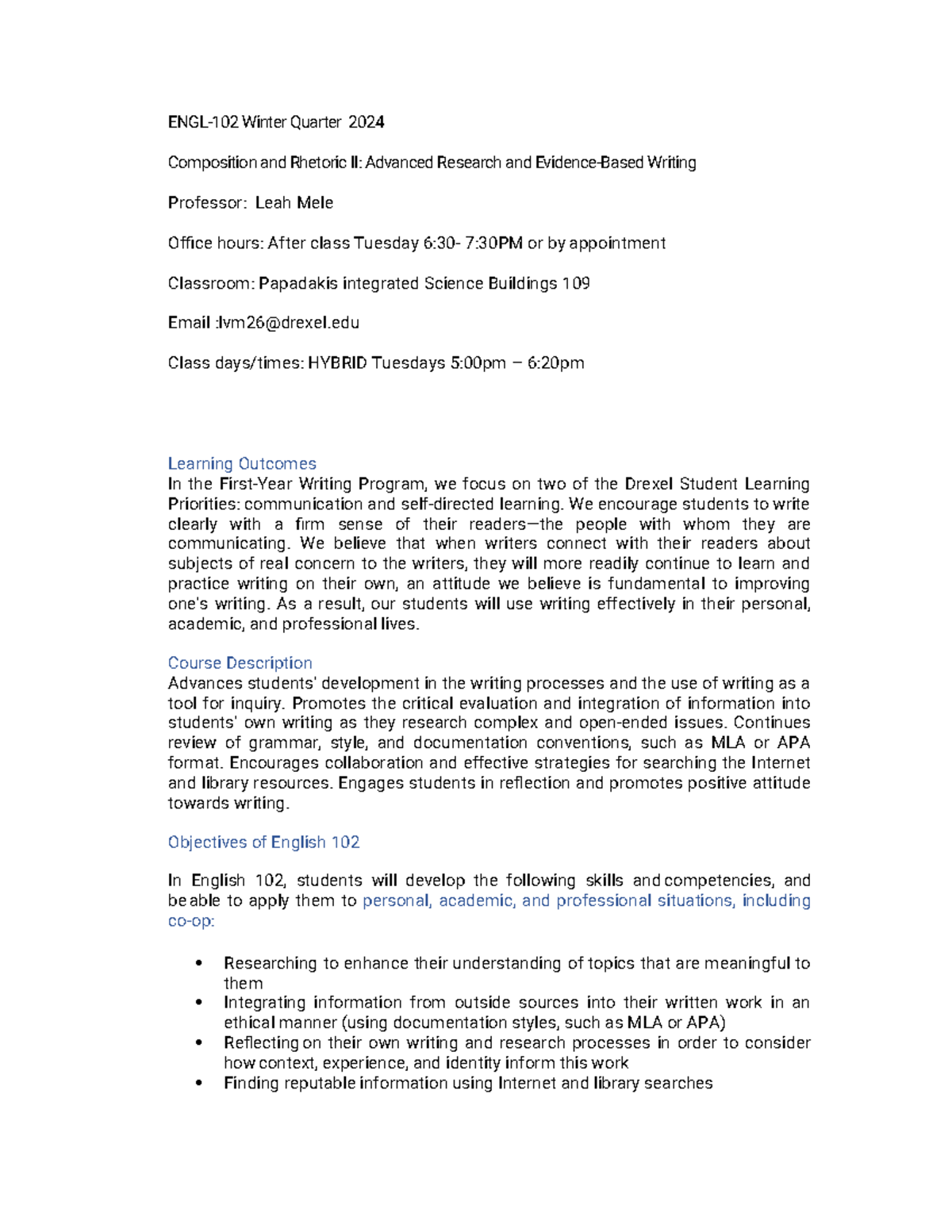 ENGL-102 Winter 2024 | Composition and Rhetoric II Course Overview ...