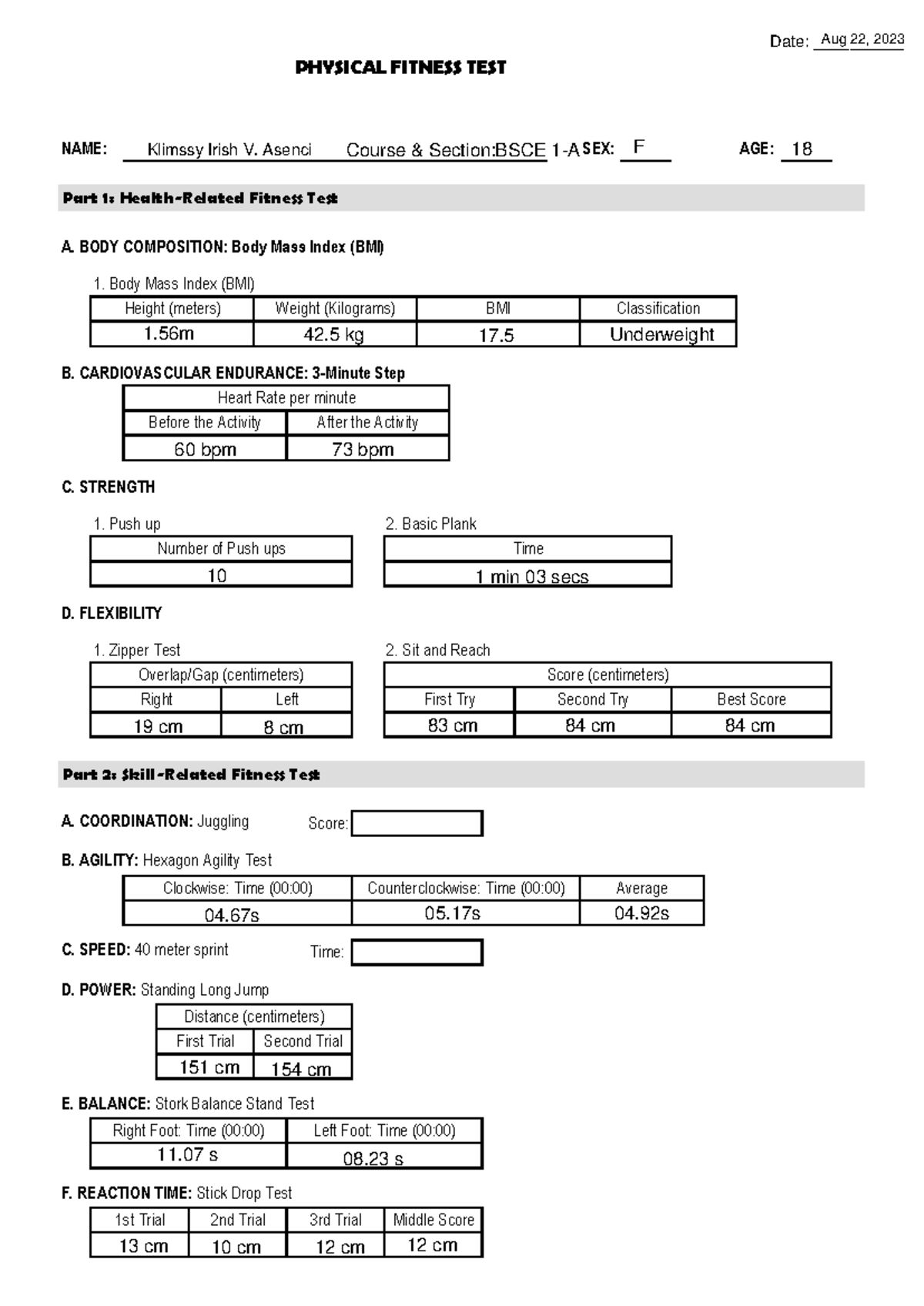 Health-Related & Skill-Related Physical Fitness Test Guidelines - Studocu