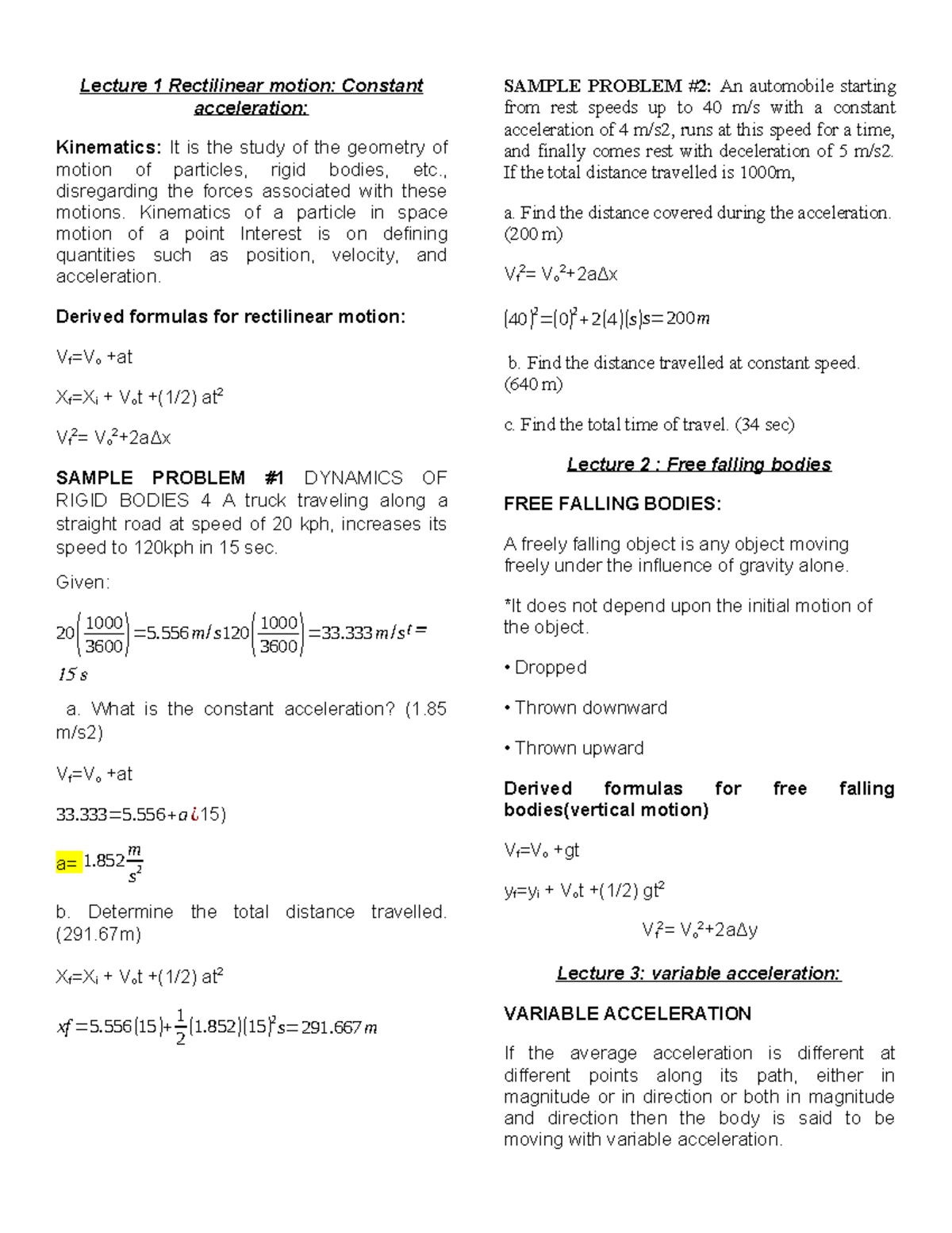Lecture Notes on DRB Formulas and Problem Solving Techniques - Studocu
