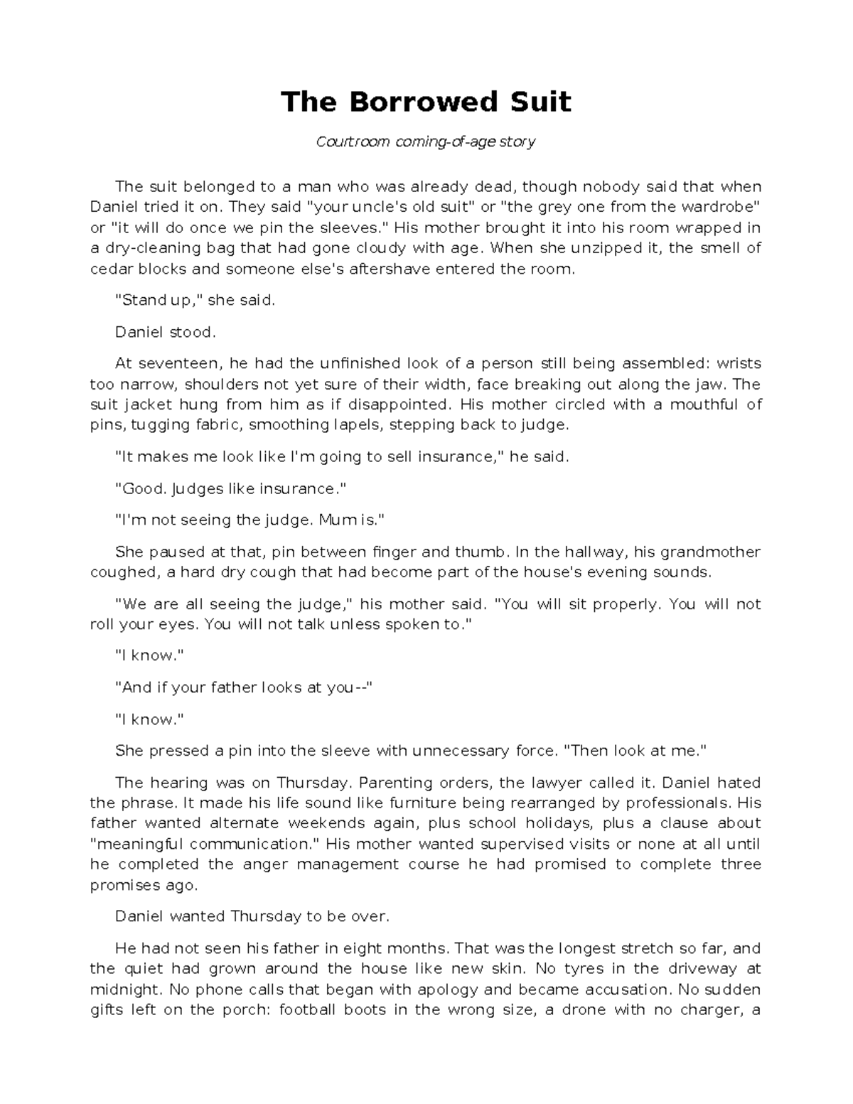 The Borrowed Suit: A Courtroom Story (ENG 101) - Studocu