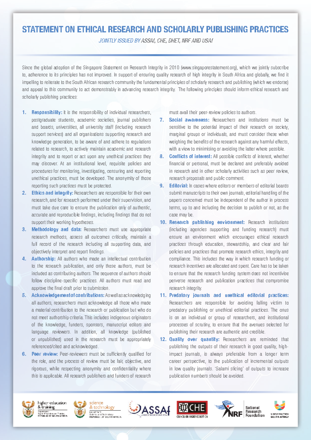 Statement ON Ethical Research - Since the global adoption of the ...