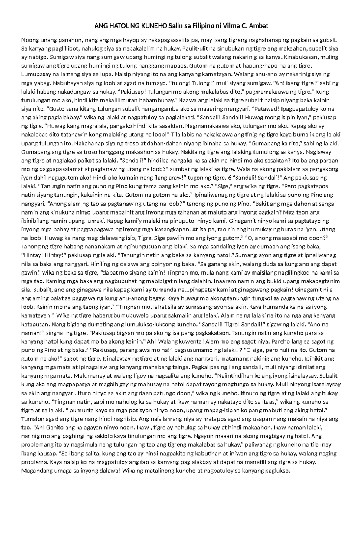 ANG Hatol NG Kuneho Salin sa Filipino ni Vilma C - ANG HATOL NG KUNEHO ...