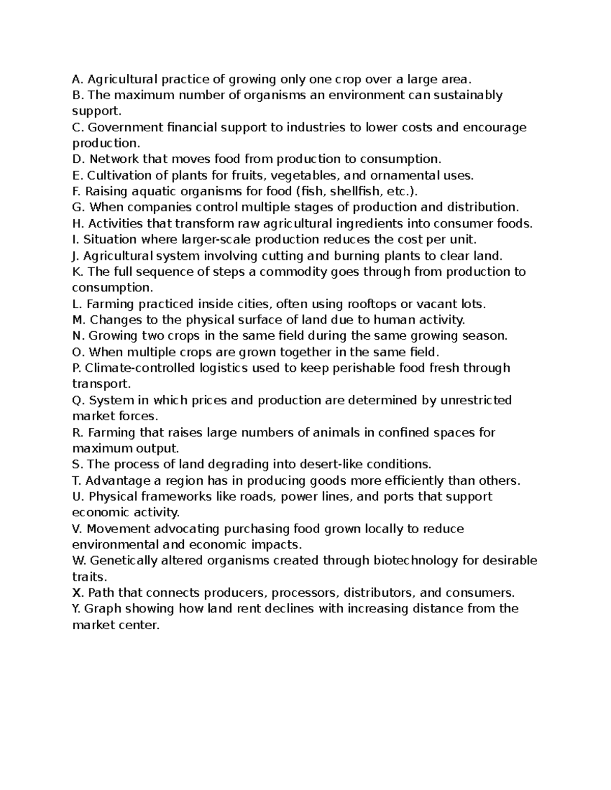 Vocab 2 Quiz Unit 5: Key Agricultural Terms and Concepts - Studocu
