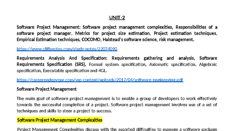 Software Project Management (CS101): Complexities and Estimation ...