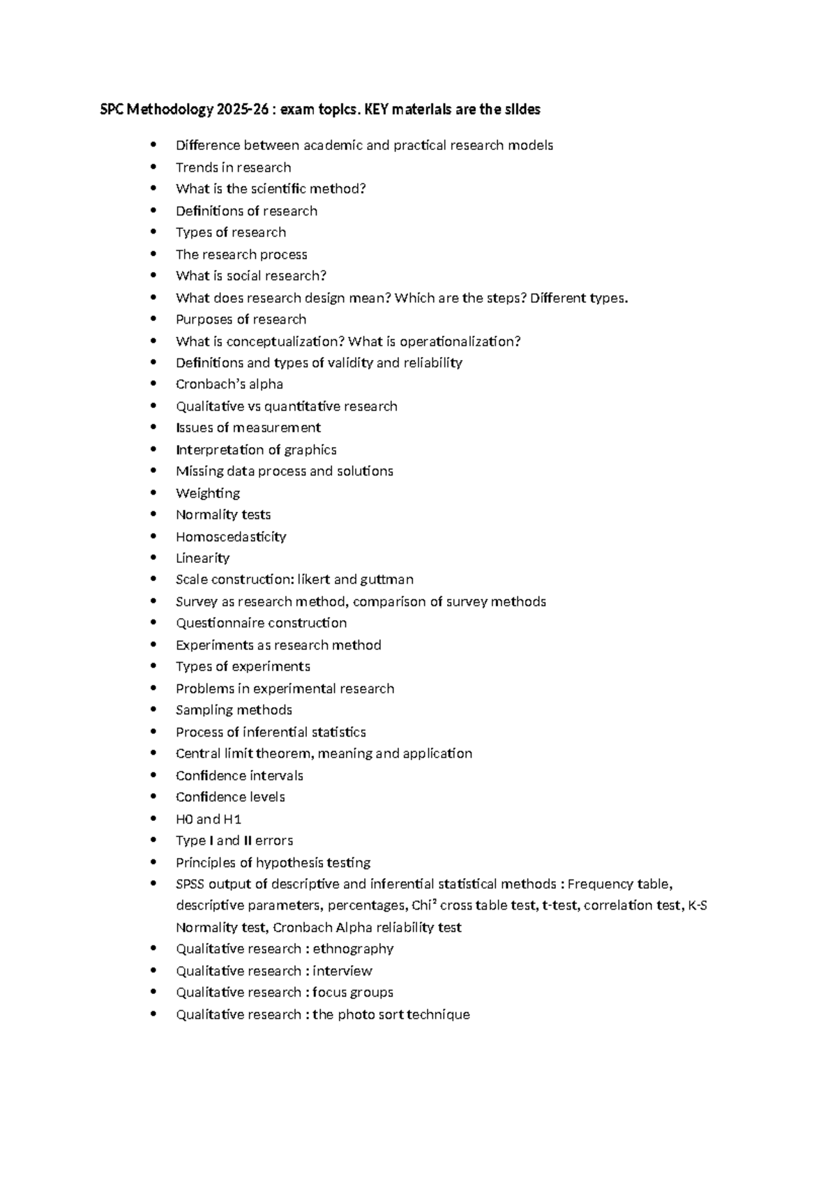 SPC Methodology: Key Exam Topics Overview - Studocu