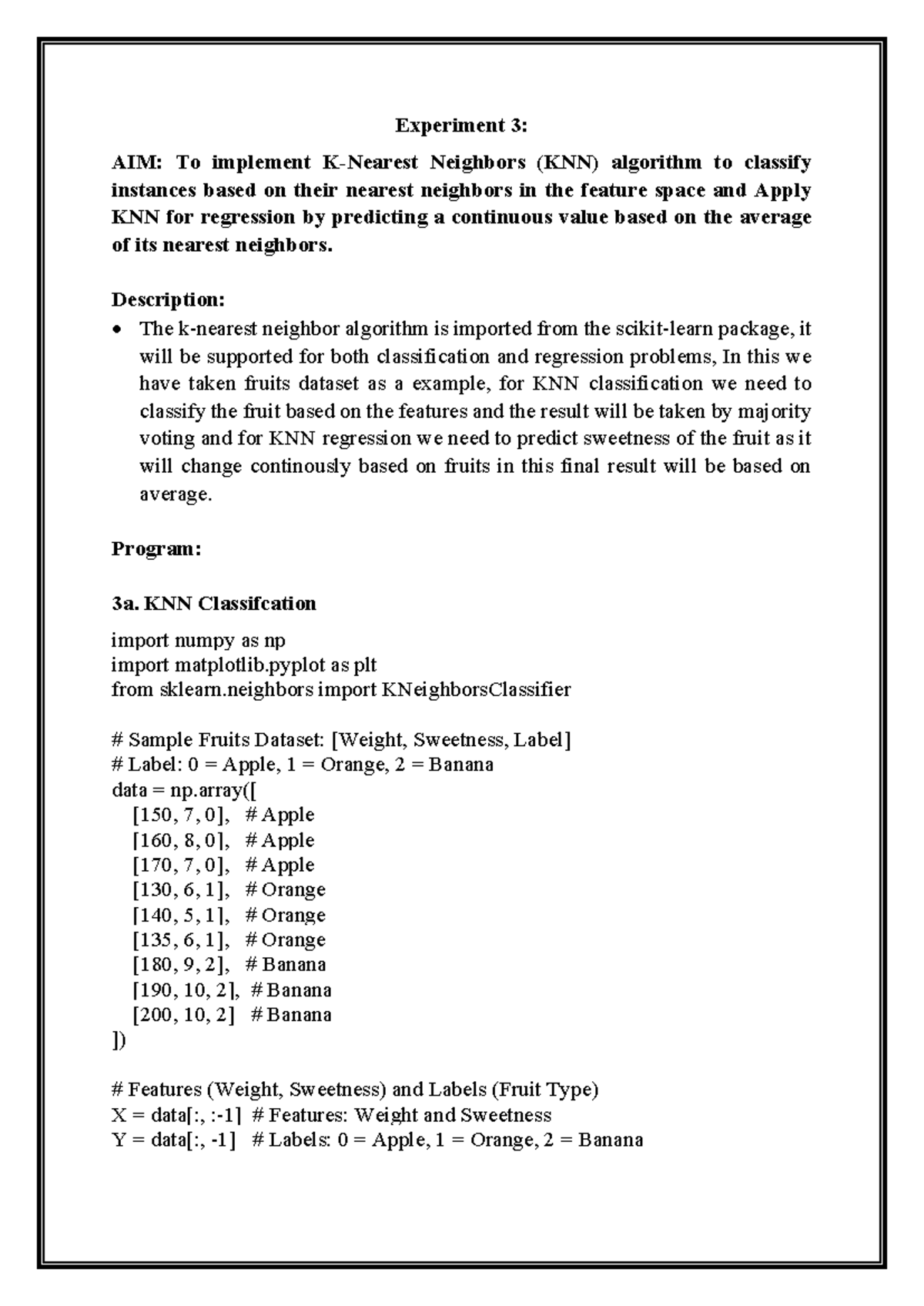 KNN Algorithm Implementation for Classification & Regression (CS101 ...