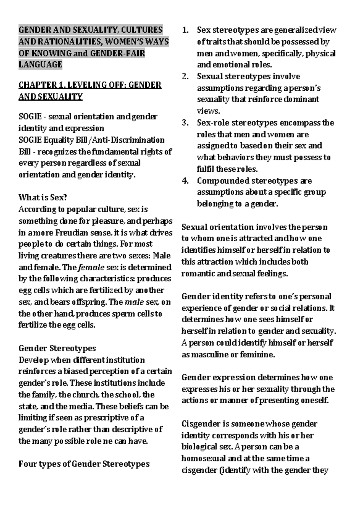 SLM 1 - G Ensoc: Intro to Gender, Sexuality, and Current Issues - Studocu