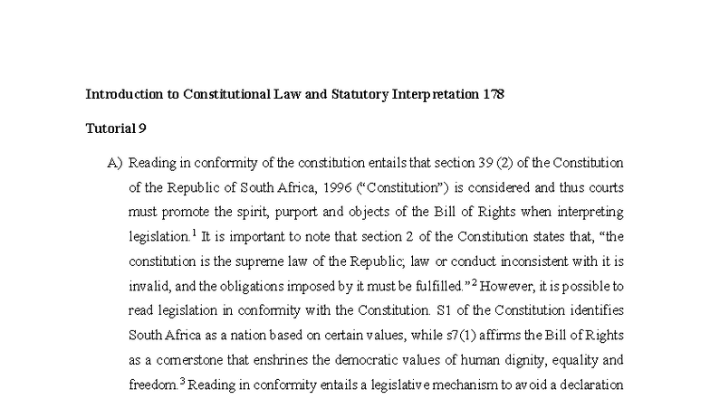 Tutorial 9 - Constitutional Law Final Exam Insights - Studocu