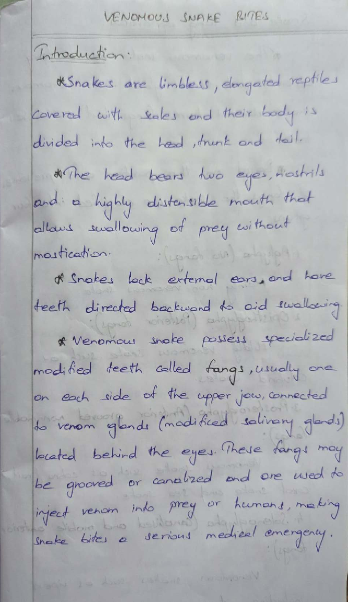 VENOMOUS SNAKE BITES: Comprehensive Overview and Management (BIO 101 ...