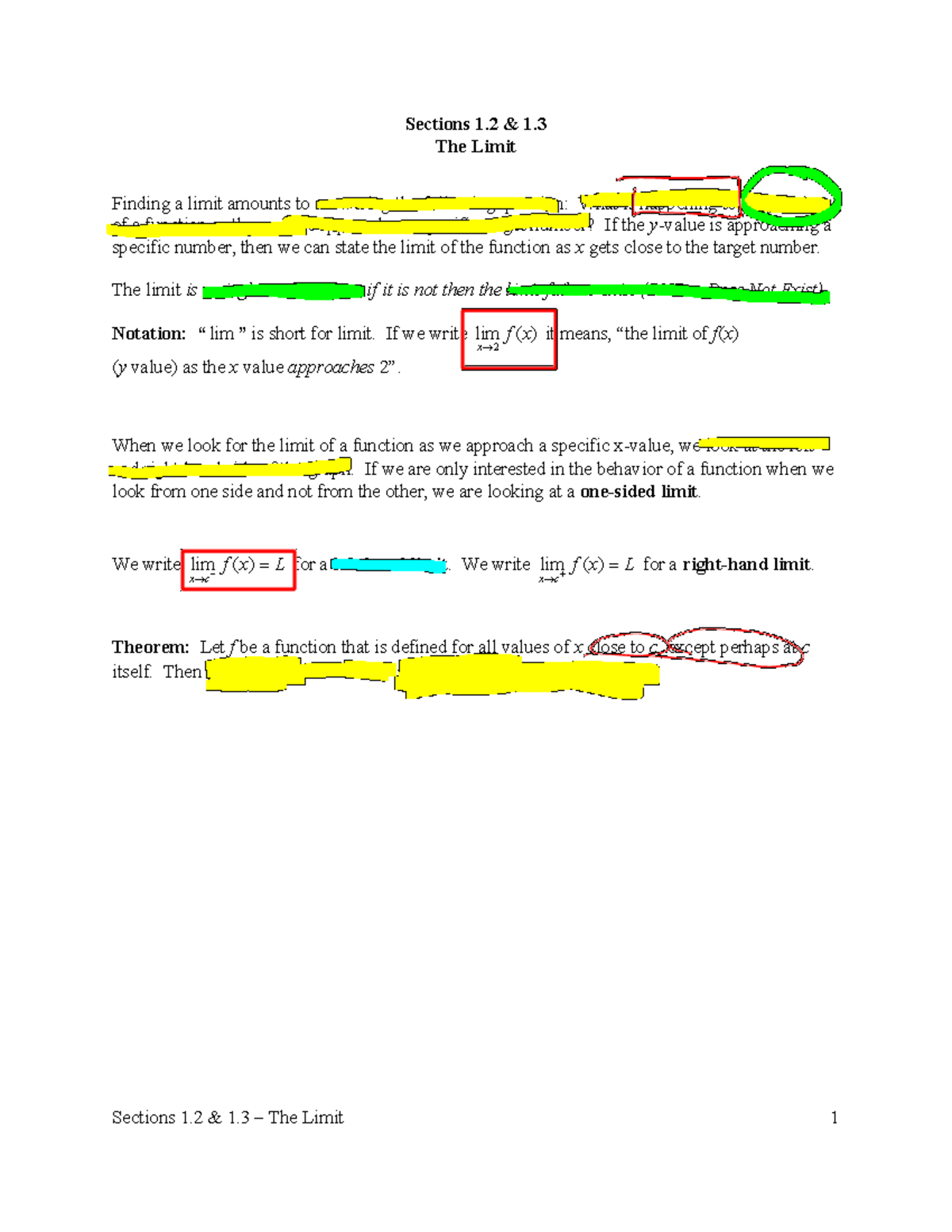 Sections 1.2 & 1.3: Understanding Limits in Calculus - Studocu
