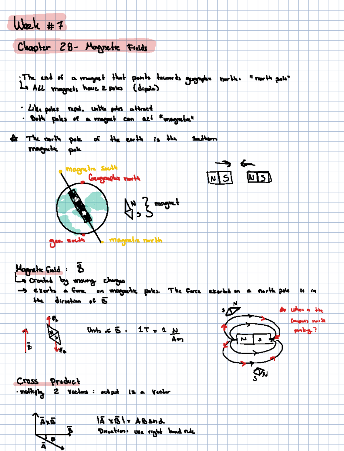 Week 07 - Turotial Notes - Week 7 Chapter 28 Magnetic Fields The end of ...