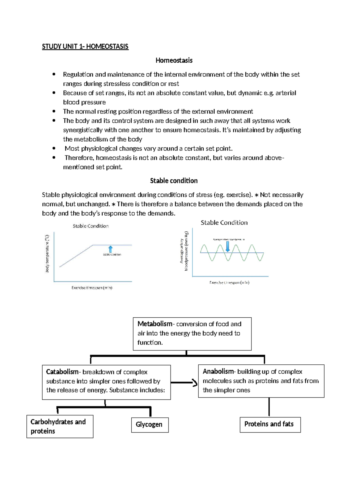 STUDY UNIT 1: Homeostasis Mechanisms and Control Systems - Studocu