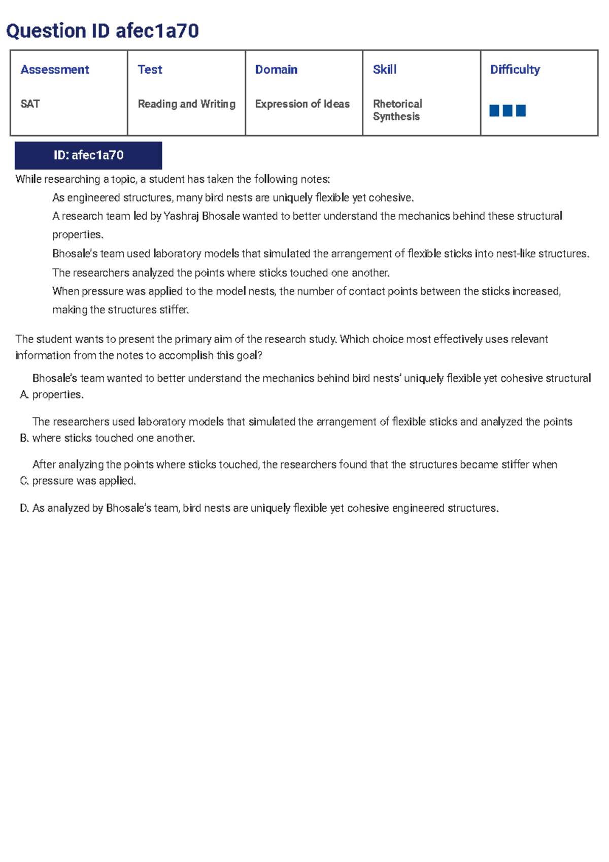 SAT RW - QB5 Assessment Test: Reading & Writing Expression of Ideas ...