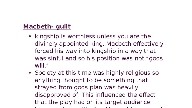 Macbeth (ENG 101): Guilt, Kingship, and the Supernatural's Role in ...