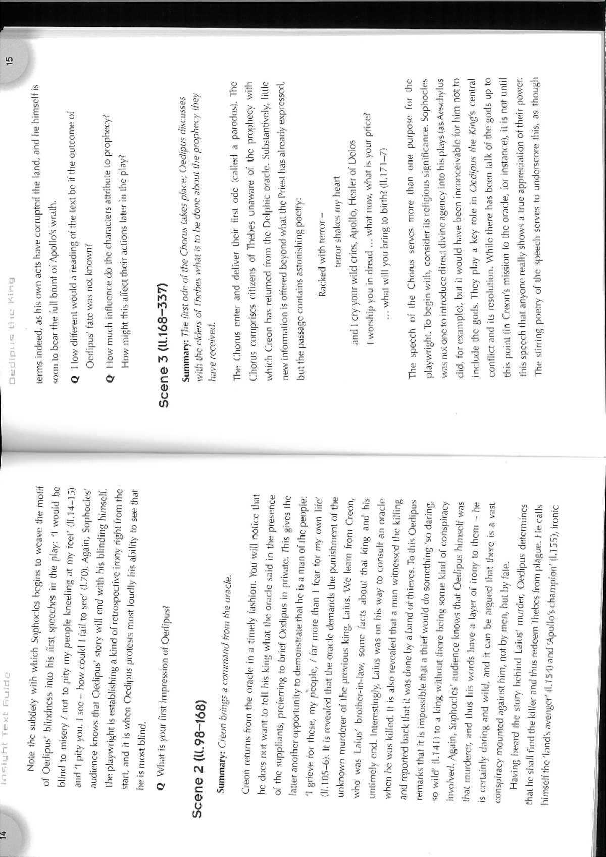 Scan 31047: Insight Text Guide on Sophocles' Oedipus the King Analysis ...