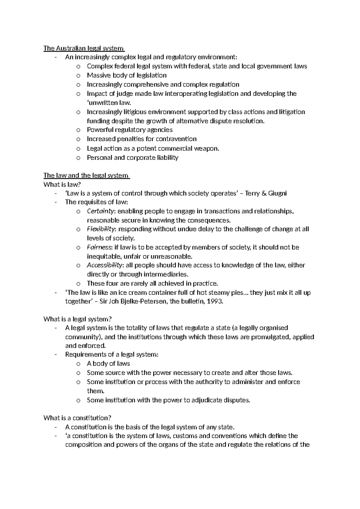 Australian Legal System Overview: Week 1 Lecture Notes - Studocu