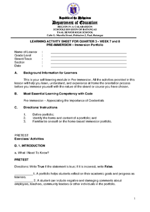 PRE- Immersion 12-Q3- SLM4 module week 1 and 4 - Pre- Work Immersion ...
