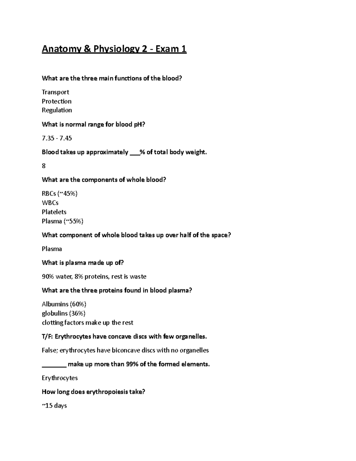 Anatomy & Physiology 2 - Final Exam Study Notes - Studocu