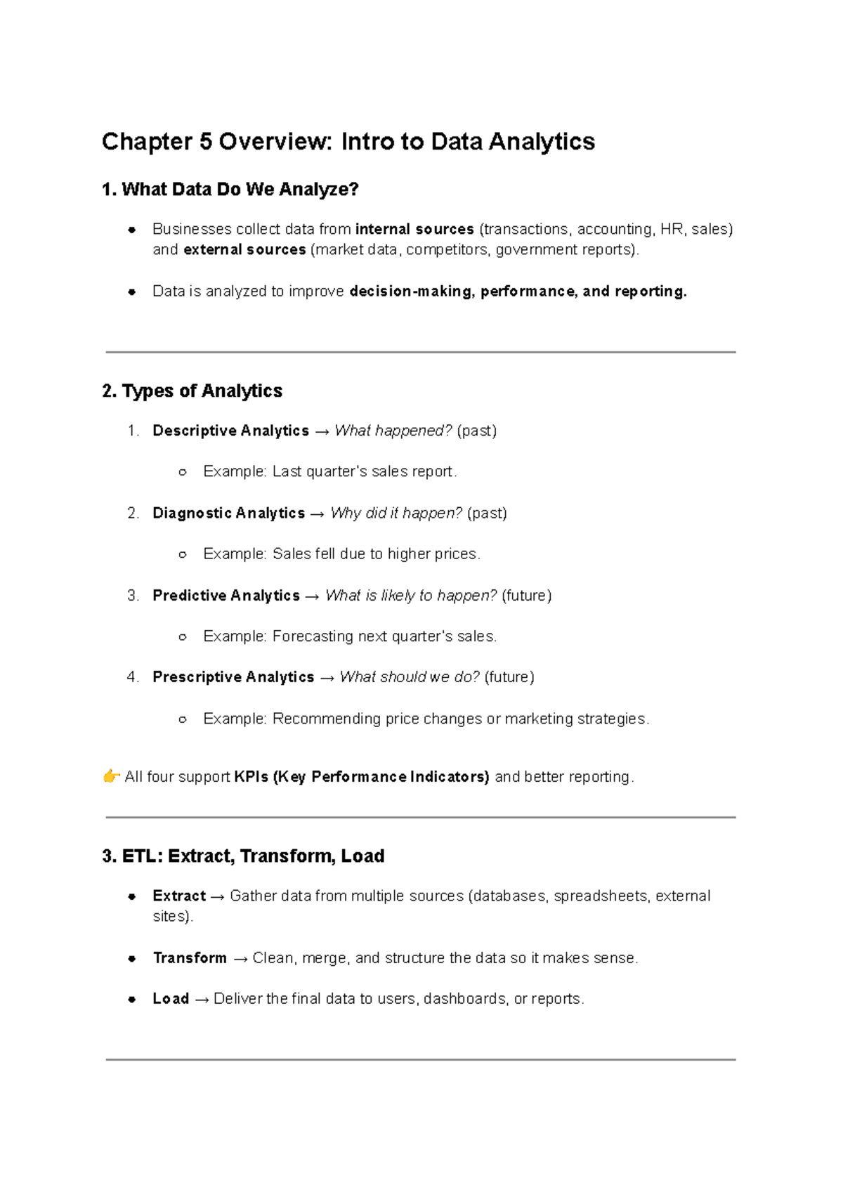 Chapter 5 Overview: Intro to Data Analytics Techniques & Methods - Studocu