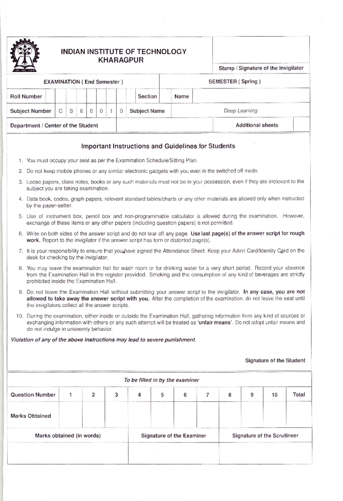 Deep Learning Exam Questions (University Level) - Studocu