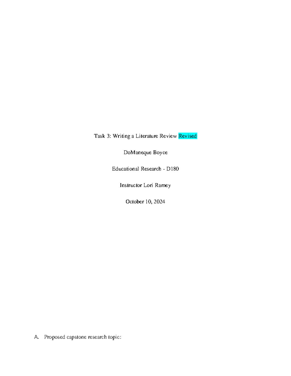 MSCIN D180 Revised Task 3 - Task 3: Writing a Literature Review Revised ...