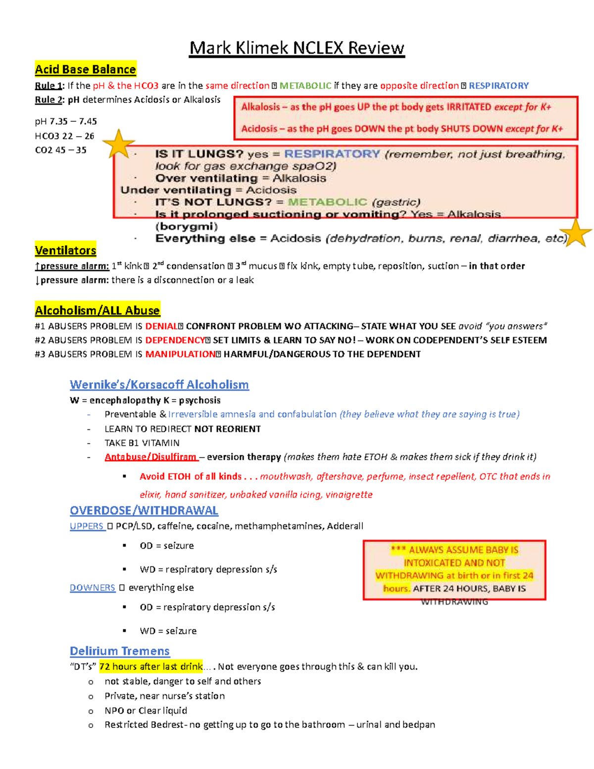 Mark Klimek NCLEX Review: Comprehensive Nursing Notes on Acid-Base ...