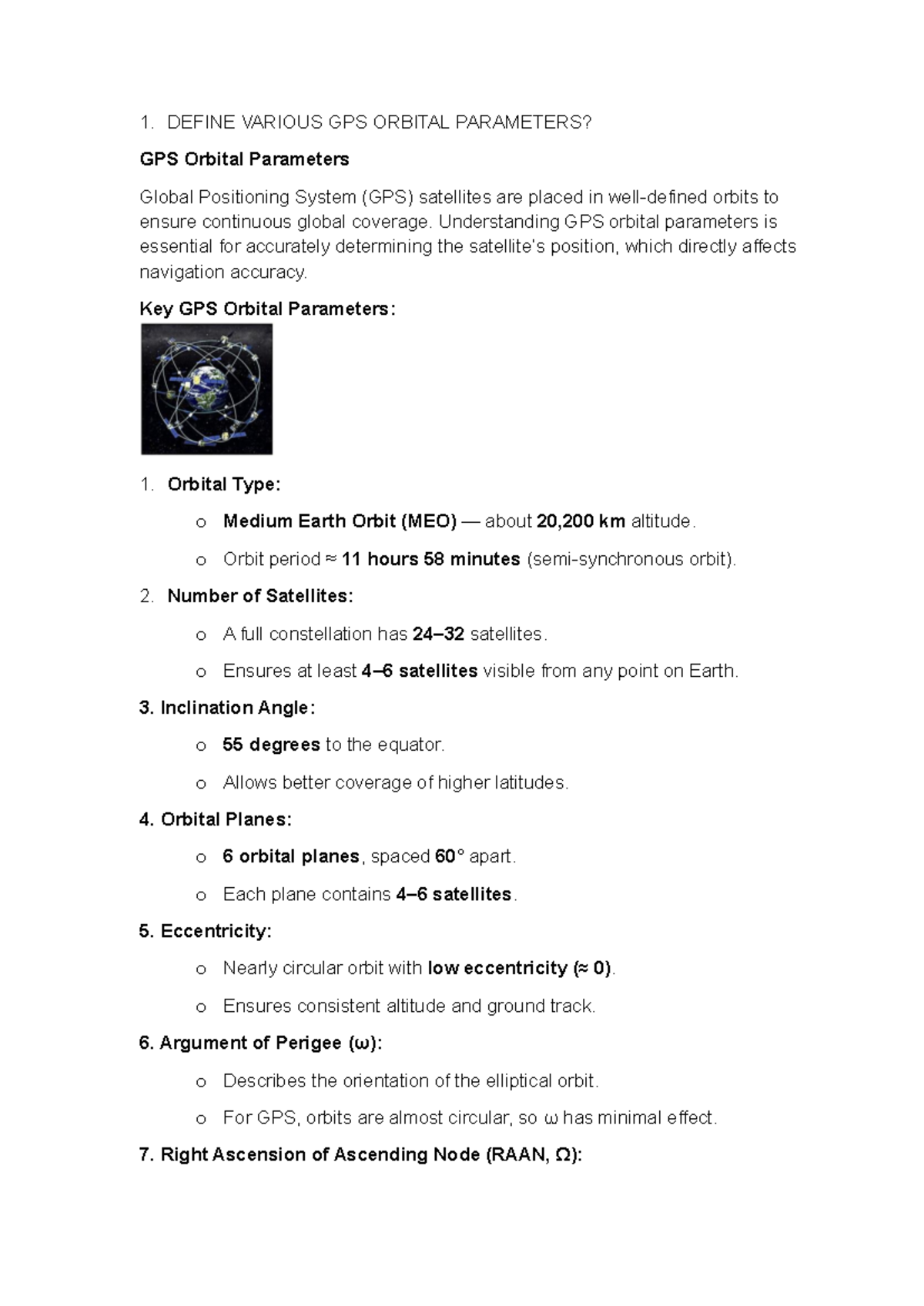 GPS Orbital Parameters and Positioning Techniques (IGPS) - Studocu
