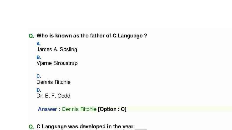 C Programming - Practice Questions and Answers - Studocu