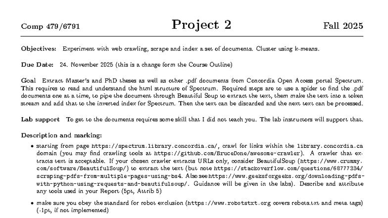 P2 - Assignment 2 Challenge: Web Crawling & Document Clustering - Studocu