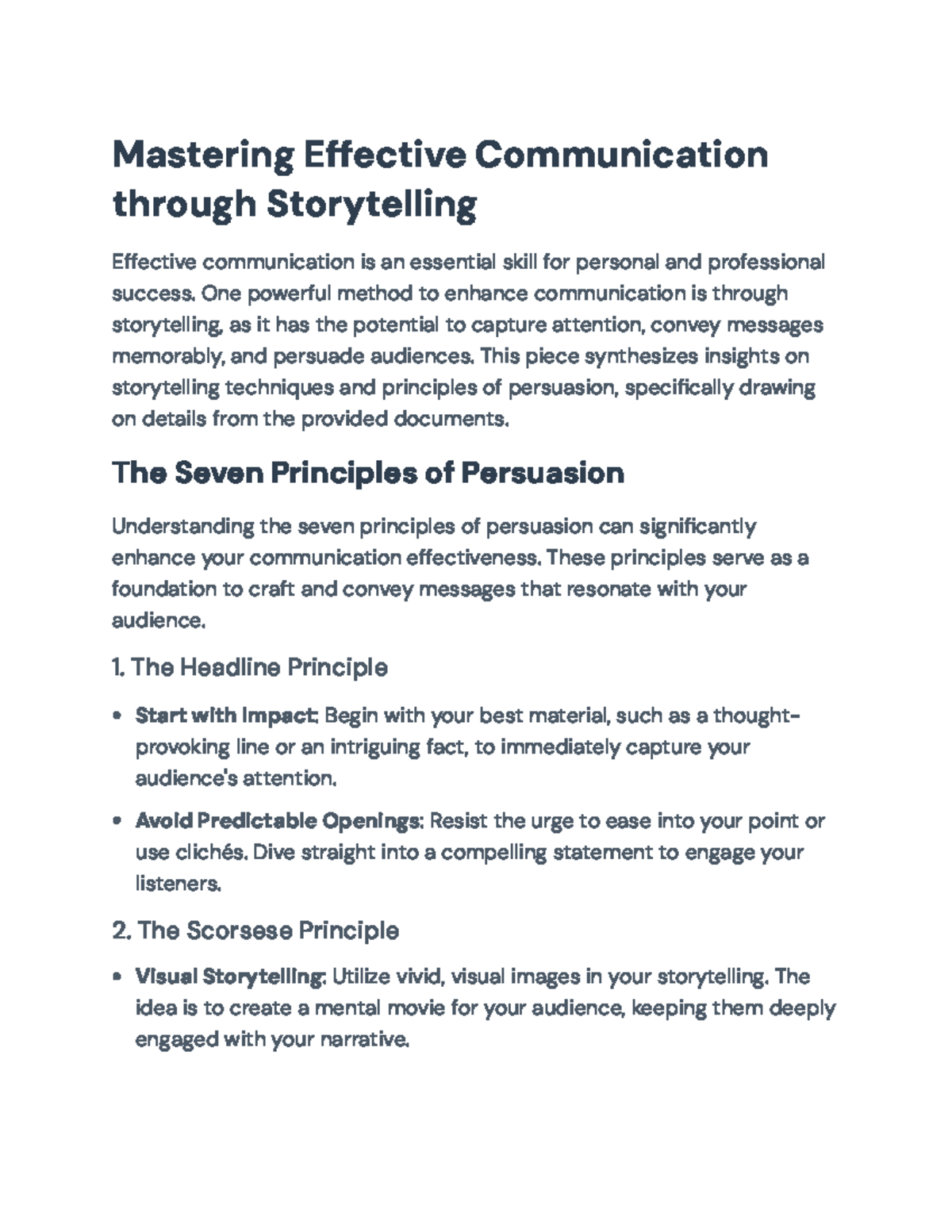 Mastering Effective Communication Through Storytelling Techniques - Mastering Effective - Studocu