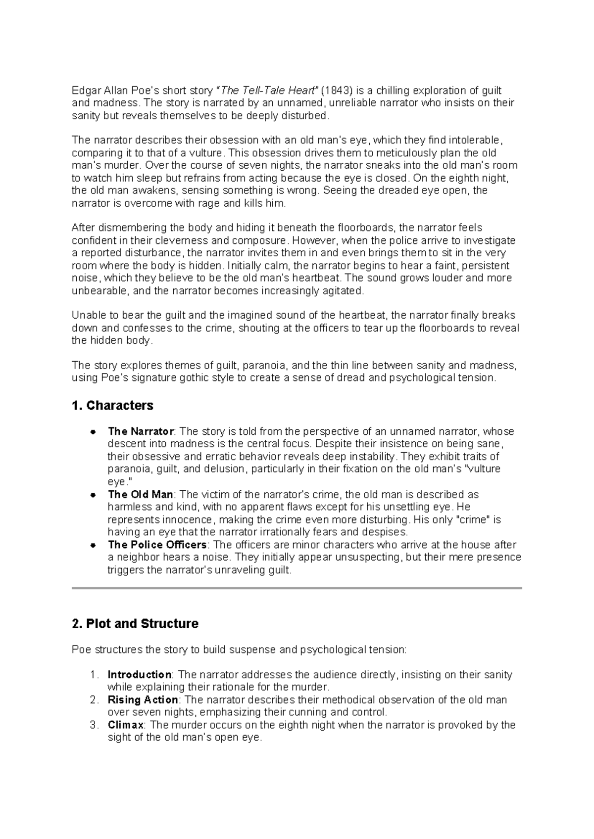 ENG 201: The Tell-Tale Heart (1843) - Summary & Analysis of Guilt and ...