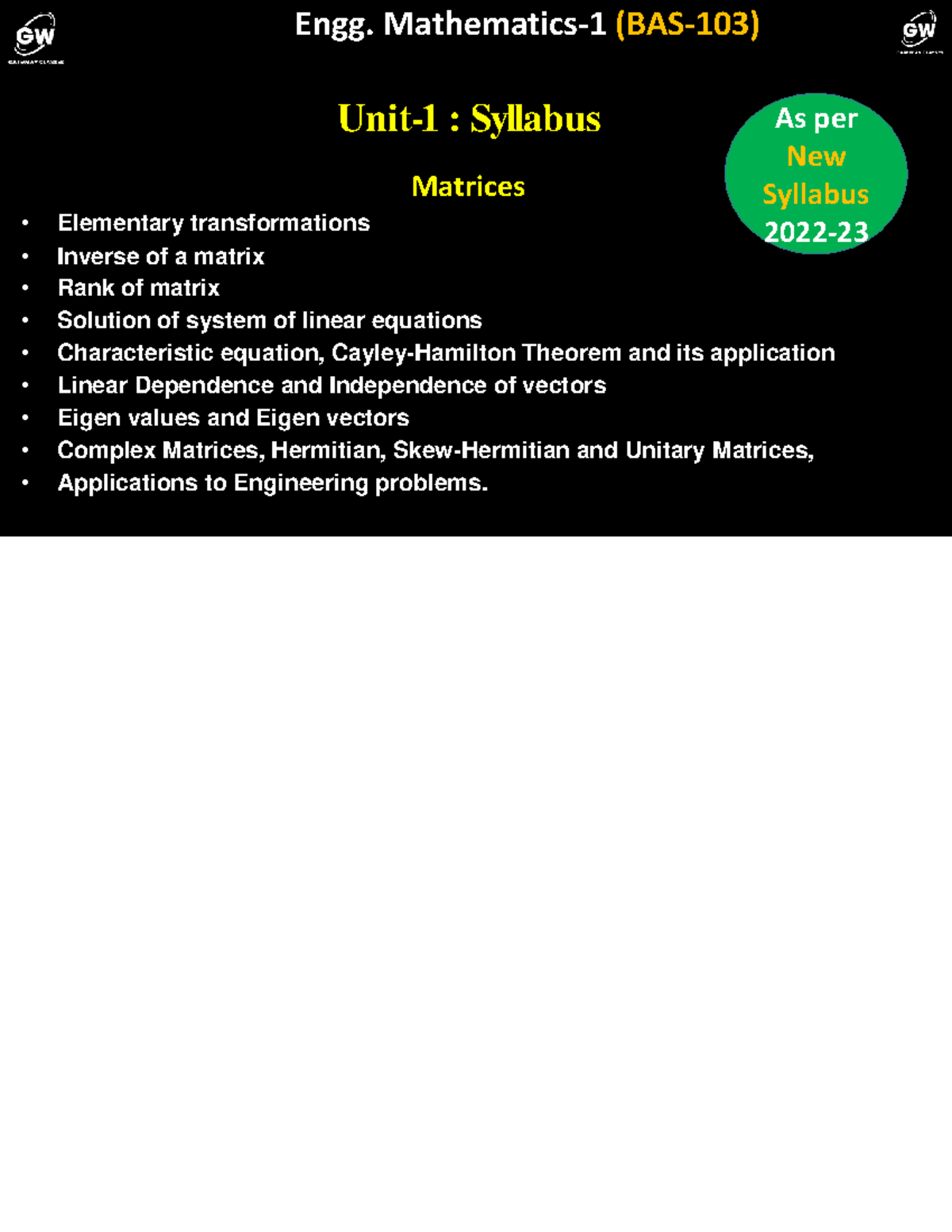 Maths-1 U-1 ONE SHOT Notes c8058dc8-2b91-4c56-b414-38665 c4202f8 - Unit ...