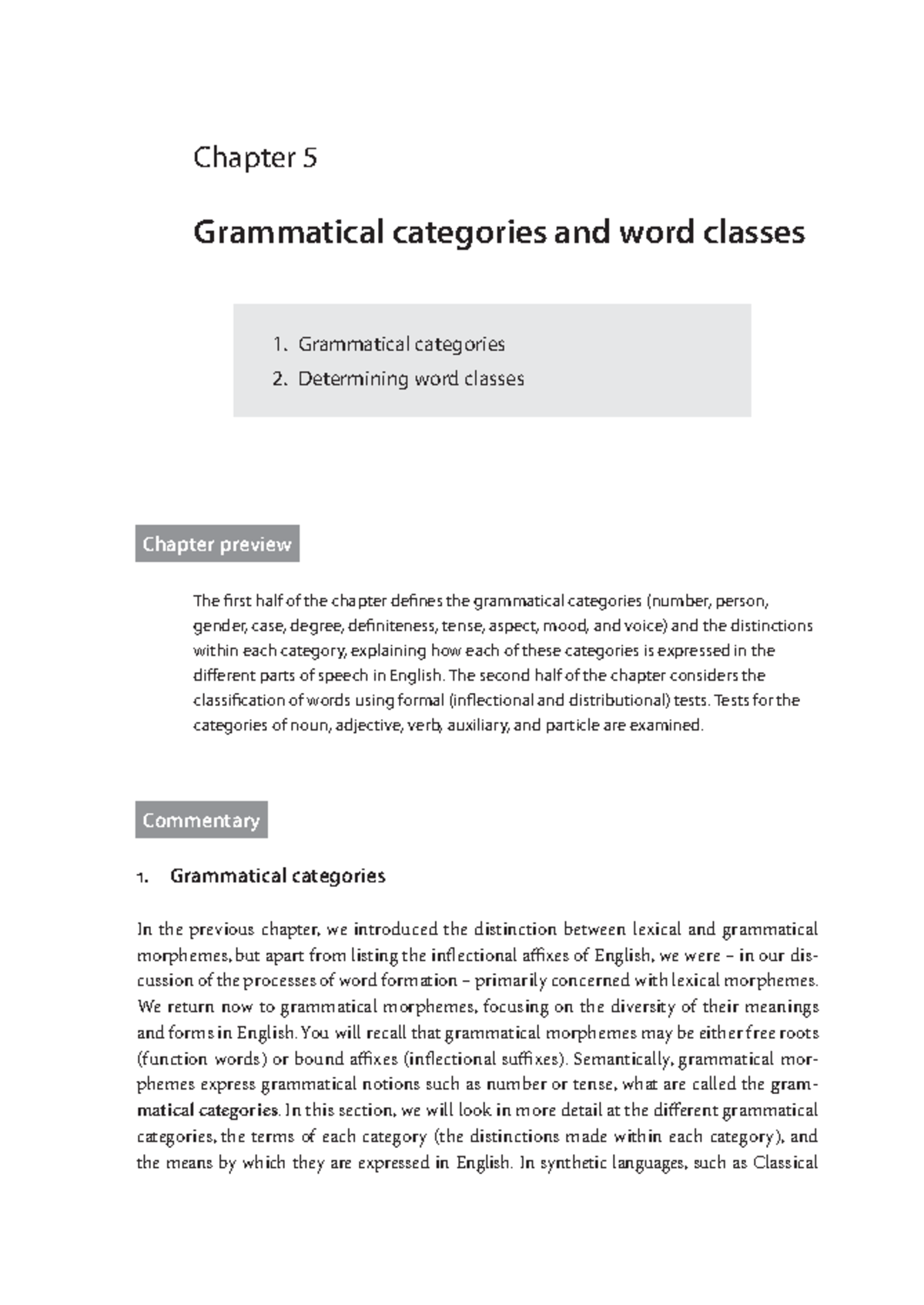 Grammatical Categories and Word Classes: Detailed Insights - Chapter 5 ...