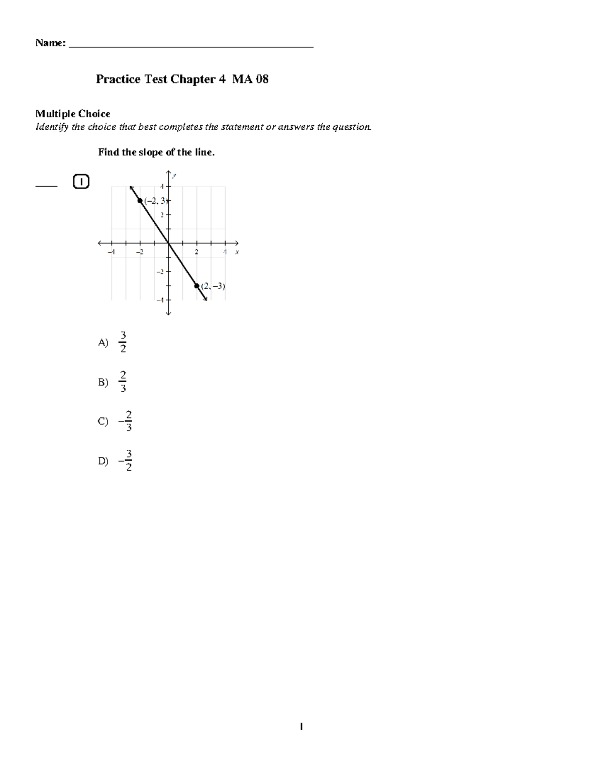 Chapter 4 practice test 8th - Name ...