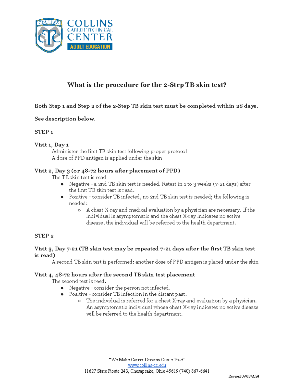 TB Skin Test Procedure: Steps 1 & 2 Explained - Studocu