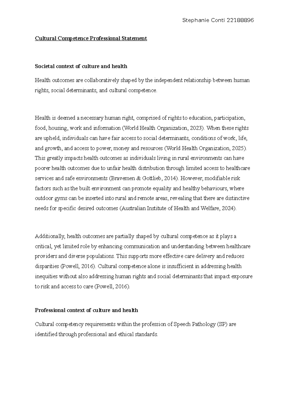 Cultural Competency in Speech Pathology: A Professional Statement (SP ...