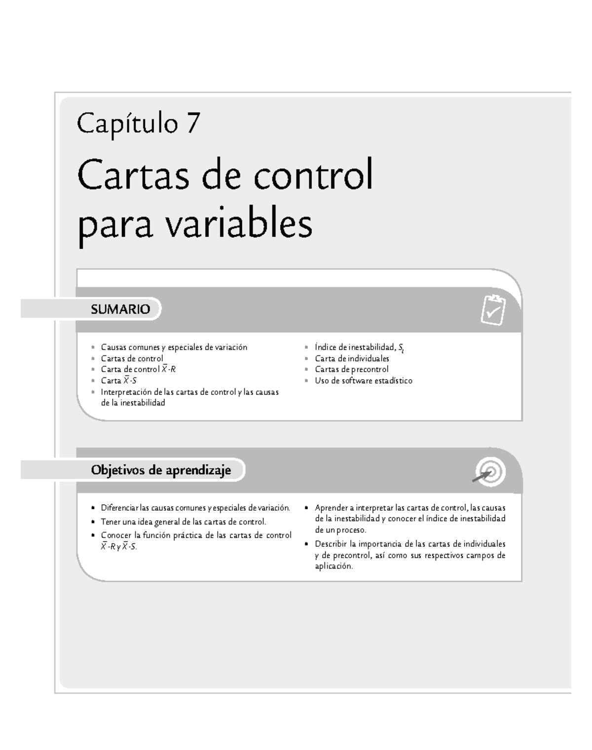 Capítulo 7: Cartas de Control para Variables y Reducción de Variabilidad - Studocu
