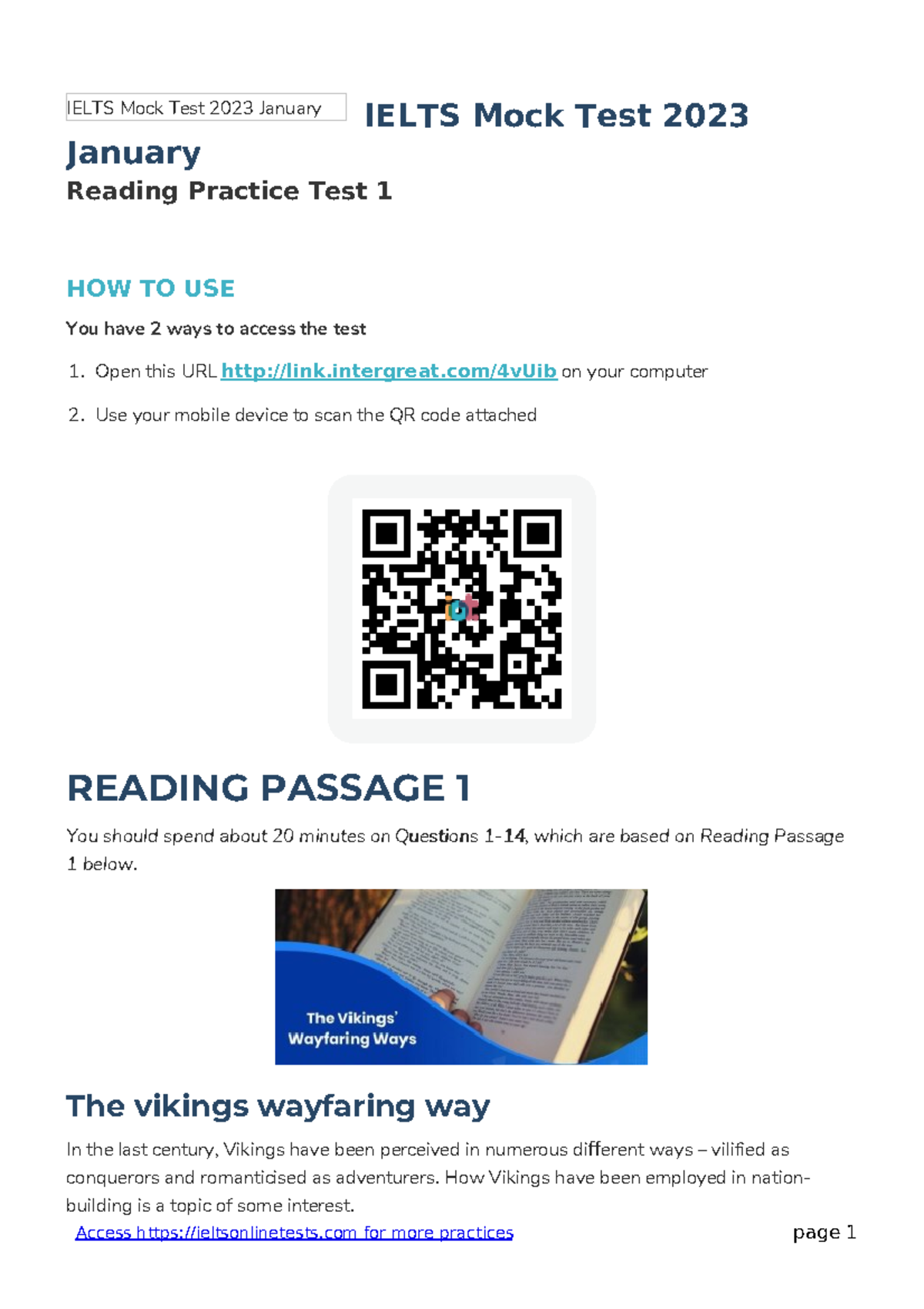 2023 test 1 - test - IELTS Mock Test 2023 January IELTS Mock Test 2023 ...
